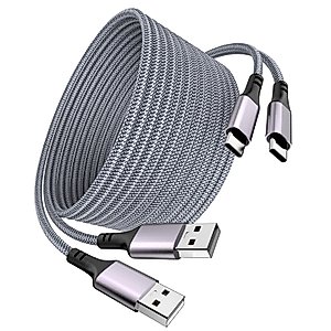 Extra Long USB C Charger Cable 16FT 2Pack,3.1A Braided PS5 Controller Charging Cable for PS5 DualSense Controller/Xbox Series X/S for Nintendo Switch,Samsung Galaxy S21/S20/S10,Note10 9 8