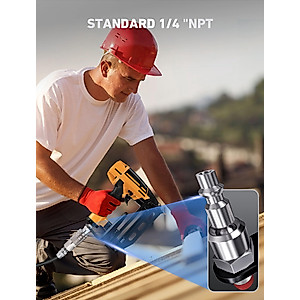 Pneumatic Tool Rafter Hook Hanger with 1/4 Inch & 360° Swivel Air Fitting, Lightweight Aluminum Air Tool Organizer Holder, L Shaped Hook for Air Nailer, Air Hammer, Air Blow Gun