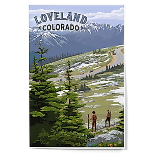 Lantern Press Loveland, Colorado, Trail Ridge and Hikers (12x18 Art Print, Travel Poster Wall Decor)