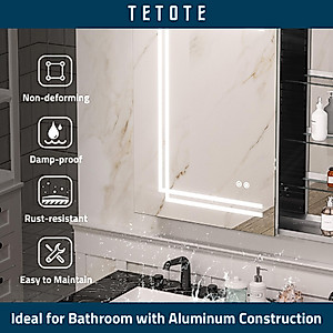 TETOTE Medicine Cabinet Bathroom LED Mirror 30x32 Inch 3 Colors Stepless Dimming Anti-Fog Memory Funtion Surface Recessed Wall Mounted Medicine Cabinets