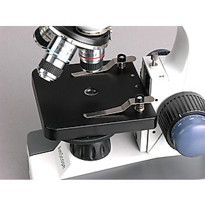 AmScope M150C-50WM-50P100S Compound Monocular Microscope, WF10x and WF25x Eyepieces, 40x-1000x Magnification, LED Illumination, Brightfield, Single-Lens Condenser, Coaxial Coarse and Fine Focus, Plain Stage, 110V, Includes Set of 50 Prepared Slides, 50 Bl