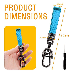 OFBAND Carbon Fiber Keychain,Heavy Duty Metal Car Keys Keychain with 360°Rotatable Lock & Anti-Lost D Ring,Keychains for Women&Man (Blue)