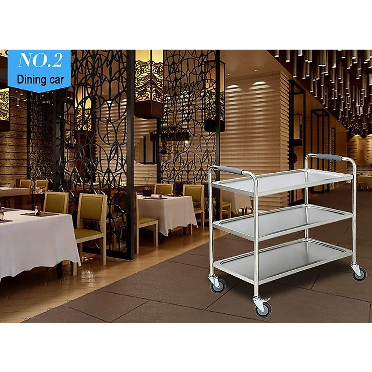 Medical Cart Household Utility Carts Trolley, Lab Cart Trolley On Wheels Tool 3 Tier Medical Equipment Cart with Brake Universal Wheel Hotel Dining Cart Beauty Salon SPA Rolling Trolley 90cm Hieght
