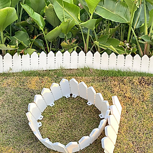 CAROYINO Landscape Edging 6.7" High x 14" Long,Garden Edging Kit - 10.5 ft, with Anchoring Spikes, for Decorative Garden Edge Lawn Landscaping (9 Pieces - White)