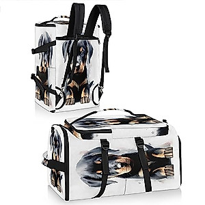 Dog Cute Rottweiler Gym Duffle Bag for Traveling Sports Tote Gym Bag with Shoes Compartment Water-resistant Workout Bag Weekender Bag Backpack for Men Women