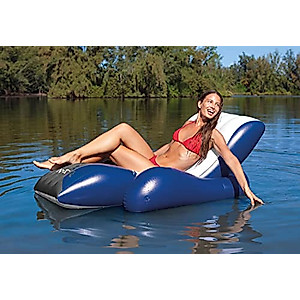 Intex Floating Recliner Inflatable Lounge, 71in X 53in, Multicolor