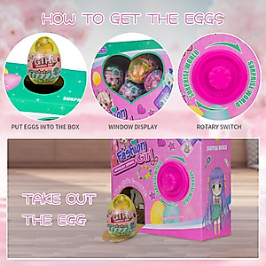 WDSMNAERW Mini vending machine toys, 12 oversized jewelry surprise eggs and 24 limited edition dolls, hatching popular Easter egg hunt toys for boys and girls aged 3-5, toddler birthday playset