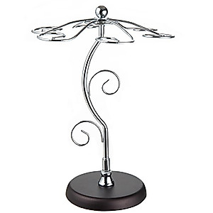 MyGift 6-Hook Artistic Elegant Freestanding Silver Tone Metal Countertop Wine Glass Stand/Stemware Rack/Air Drying Tree Display