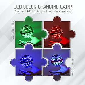 Flying Ball Toy Globe 360°Rotating Hand Controlled Flying Orb Ball Toys Magic Led Lights Controller Mini Drone Flying Toy Boomerang Fly Spinners for Kids Adults Indoor Outdoor (Purple)