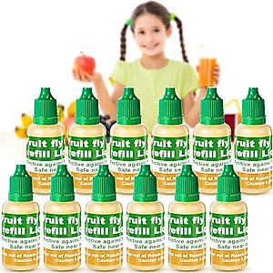 Qualirey 12 Pack Fruit Fly Trap Refill Liquid, 0.68oz Per Bottle Liquid Fly Traps for Indoors, Non Toxic Bait Safe Near Pets, Food and Kids, Fruit Fly Lure Refill Liquid Trap for Home Kitchen