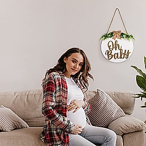 Oh Baby Wooden Sign with Gold Painted – for Farmhouse Porch Outdoor Home Wall Front Door Decor – Baby Shower, Gender Reveal, Baby Announcements Party Backdrop – by ZouYee