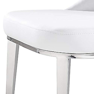 Zuri Furniture Modern Norma Dining Chair - White with Polished Stainless Steel Base