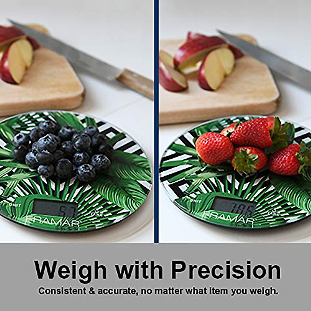 Framar Digital Food Scale and Digital Kitchen Scale, Gram Scale, Weighing Scale, Baking Scale, Small Scale – Elegant Leaf Design