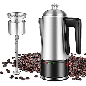 HOMOKUS Electric Coffee Percolator 12 CUPS Percolator Coffee Pot, 800W Percolator Coffee Maker Stainless Steel with Clear Knob Cool-touch Handle, Silver Coffee Pot Percolator Auto Keep Warm Function