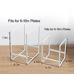ALKAMI 4 Pack Bowl & Plate Holder Organizers - Small & Large Upright Cabinet Dish Racks for Kitchen Counter, Cupboards - Anti-Scratch & Durable Iron - Drying & Storage Rack for Small Spaces - White