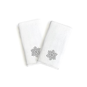 Linum Home Textiles ST00-2HT-95-FLK Hand Towels Cotton Grey Snow Flake (Set of 2)
