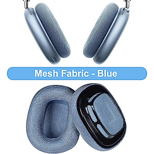 Aiivioll Ear Cushions for Airpods Max Headphones Replacement Ear Cushion Covers Made of Mesh Fabric and Memory Foam (Blue)