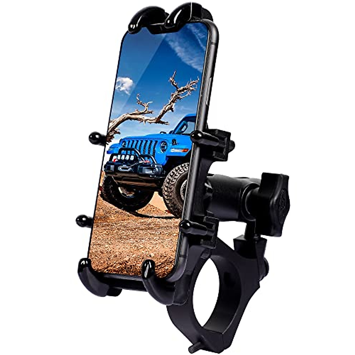 UTV Phone Mount, 360°Rotation ATV Phone Holder Easily Install on 1.75-2" Roll Bar, One Hand Operation Phone Carrier, 8 Claws and Aluminum Alloy Sturdy to Hold 4.7"-7.1" Devices for UTV, SXS