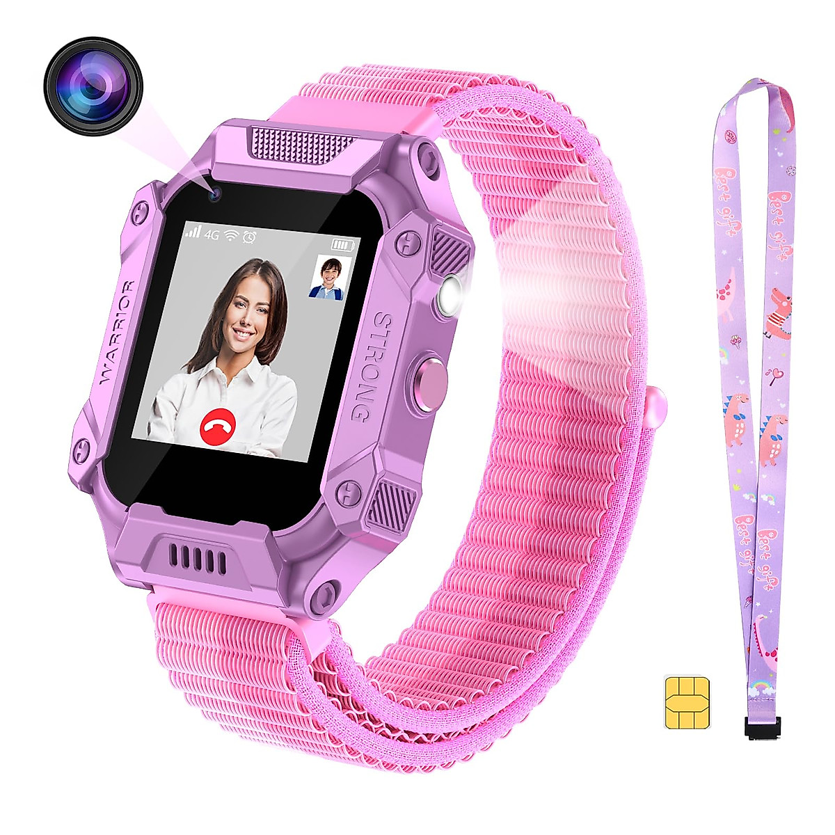 4G Kids Smart Watch with GPS Tracker and Calling, HD Touch Screen Kids Cell Phone Watch Combines SMS, Voice, Video Call, SOS, WiFi, Face Unlock Function, GPS Tracking Watch for Kids Boys Girls 3-15