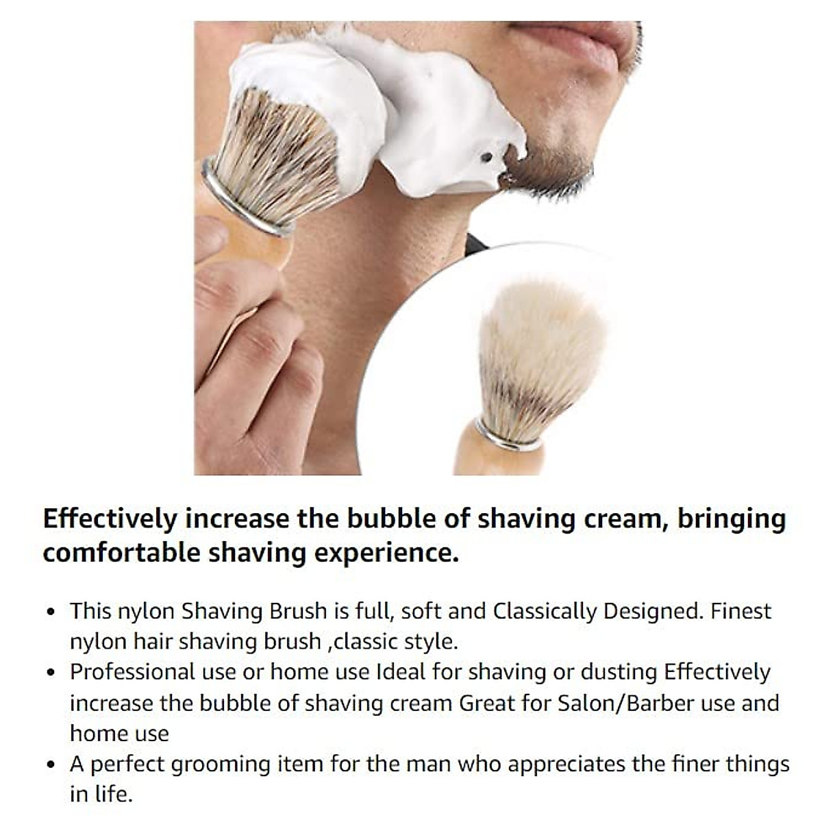 Luxxii - (2 Pack) Men's Shaving Brush with Wooden Handle Pure Big Nylon Hair Soft Face Cleaning Makeup Facial Razor Brush Shave Tools