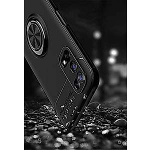 Asuwish Phone Case for Oppo Realme 7 Pro with Tempered Glass Screen Protector Cover and Cell Accessories Stand Kickstand Ring Holder Soft TPU Silicone Rubber Protective Realme7 7Pro Women Men Black