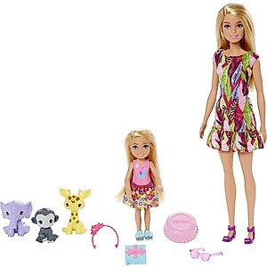 Barbie and Chelsea The Lost Birthday Playset with Barbie & Chelsea Dolls, 3 Pets & Accessories, Gift for 3 to 7 Year Olds