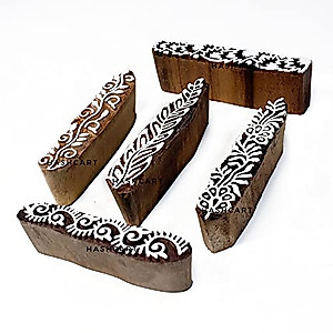 HASHCART® Wooden Pottery Stamps for Block Printing - Finger Stamp Set ...