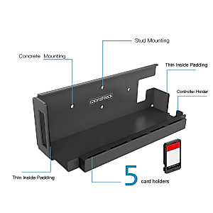 Monzlteck Wall Mount for Switch+Controller Mount,Compatible with OLED version,Game Card Holder,Solid Metal