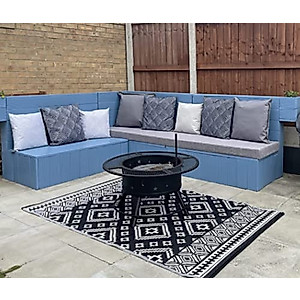 Kiyeocca Waterproof Throw Pillow for Custom Cushions, Anti-Scratch Patio Bench Pillow, Lawn Garden Bench Porch Swing Cushion with Ties, Outdoor Couch Cushion Decoration Pillow