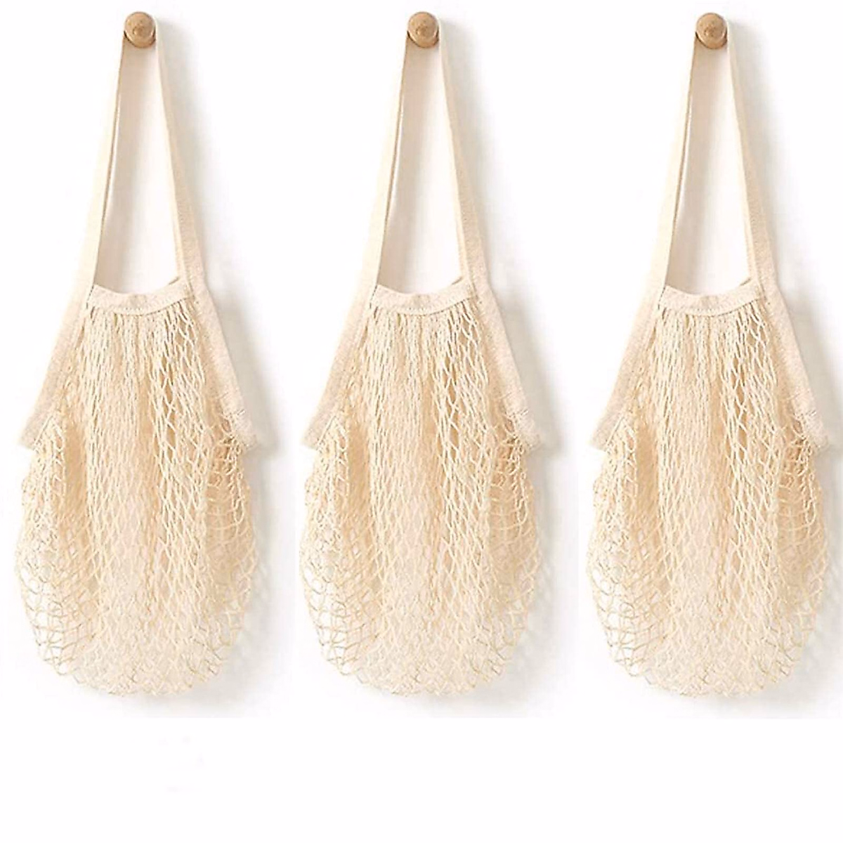 YOYI YOYI Reusable Produce Bags Cotton Mesh Grocery Bags,Washable Portable Vegetable Bag, 100% Cotton Mesh String Organizer Shopping Bag Handle Net Tote(2 Piece yellow Large)