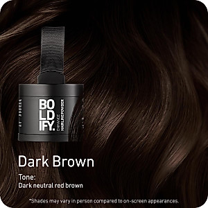 BOLDIFY Hairline Powder - Root Touch Up Hair Color for Gray Coverage - Bald Spot Concealing Hair Powder for Women & Men - 48-Hour Stain-Proof - Dark Brown