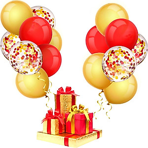 TecUnite 80 Piece Confetti Balloons Gold Confetti Latex Balloons 12 Inch for Wedding Event Party Arch Balloons Baby Shower Decorations Supplies