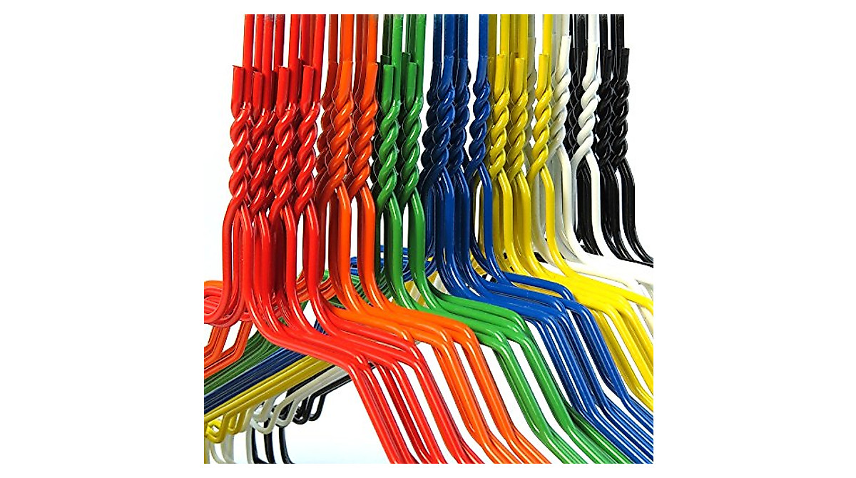 HANGERWORLD 50 Pack Colored Wire Hangers - Durable & Stylish