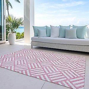 Addison Rugs Chantille ACN620 Pink 9' x 12' Indoor Outdoor Area Rug, Easy Clean, Machine Washable, Non Shedding, Bedroom, Living Room, Dining Room, Kitchen, Patio Rug