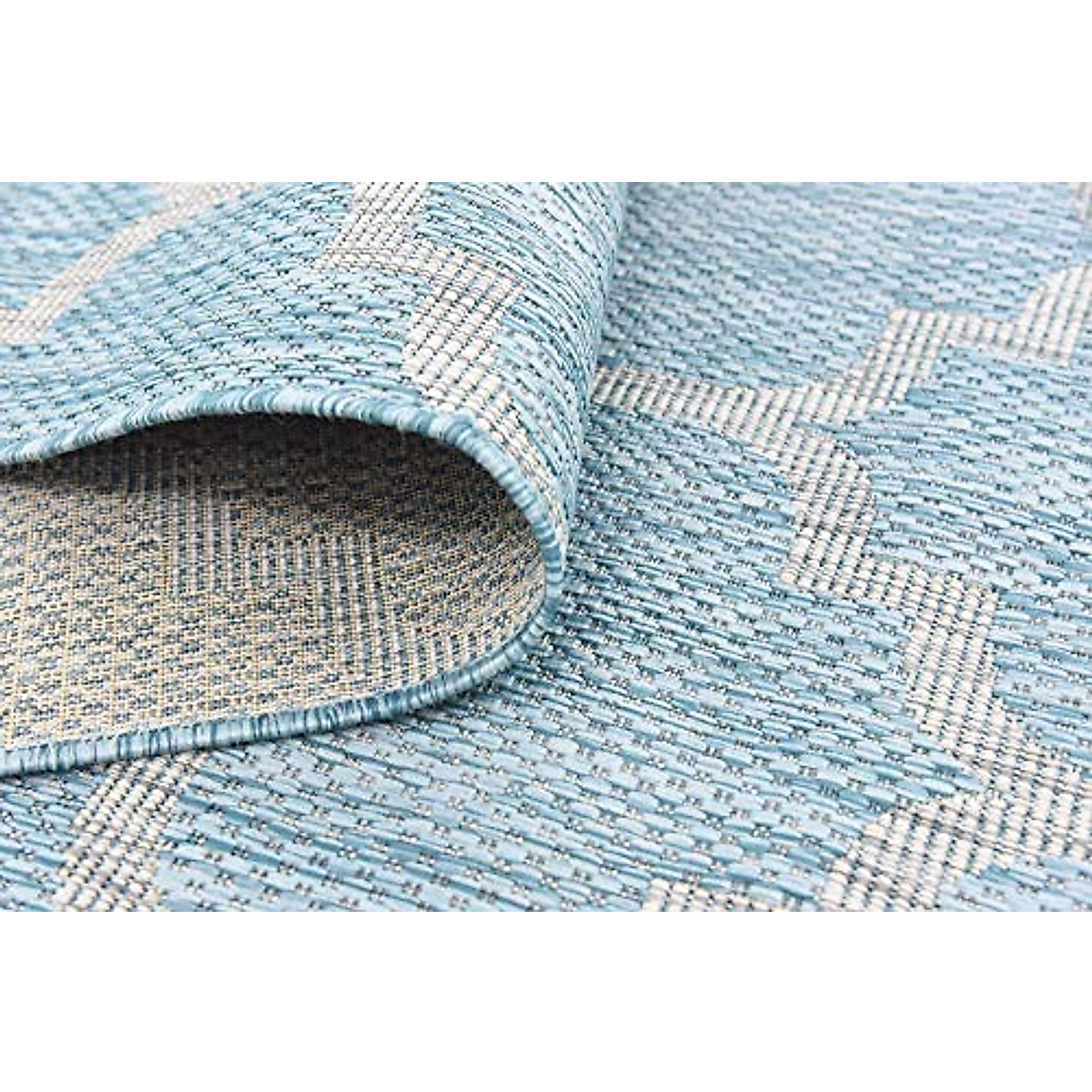 Unique Loom Outdoor Trellis Collection Area Rug (7' 1" x 10' Rectangle, Aquamarine/ Gray)