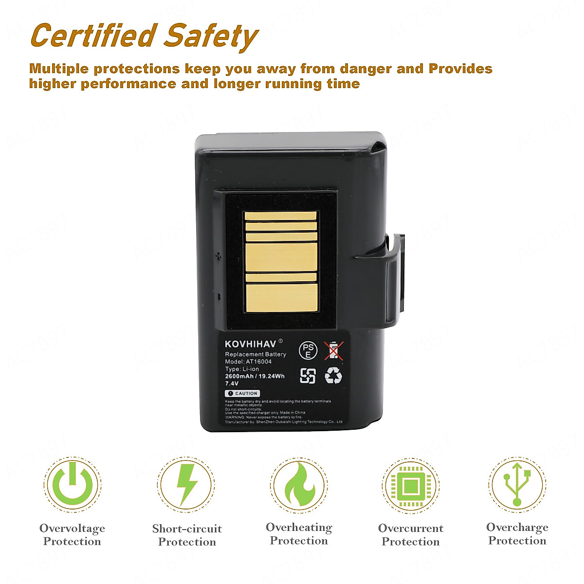 Replacement Battery for Zebra Qln220 Qln320 Zr638 Zq520 ZQ500 ZQ510 Printers,fits P1031365-025 P1031365-069 2600mAh