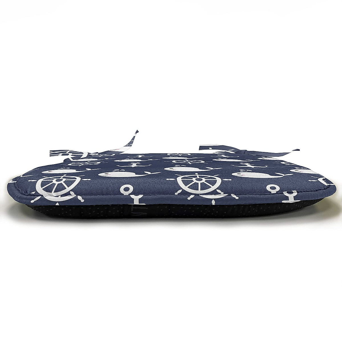 Ambesonne Navy Blue Chair Seating Cushion, Maritime Pattern with Whales Helms Anchors Nautical Elements Deep Sea Life, Anti-Slip Seat Padding for Kitchen & Patio, 16"x16", Navy Blue White