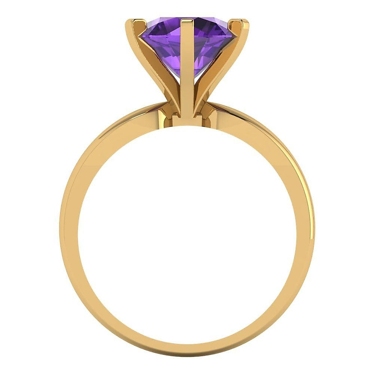 Clara Pucci 2.50ct Round Cut Solitaire Natural Amethyst gemstone Bridal Designer Anniversary Engagement Ring in Real 14k Yellow Gold