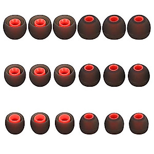 Earbuds Replacement Tips Silicone Earbud Tips Ear Gels Fit for Inner Hole from 3.8mm - 5.1mm Earphones 9 Pairs S/M/L Black-Red