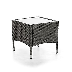Muse & Lounge Co. Mobler 3-Piece Outdoor Wicker Conversation Bistro Set, Space Saving Patio Furniture for Garden, Poolside, Yard, Gray