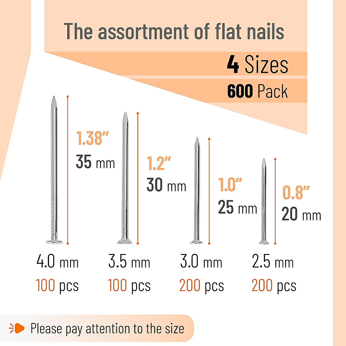 Mr. Pen- Nail Assortment Kit, 600pc, Small Nails, Nails, Nails for Hanging Pictures, Picture Hanging Nails, Finishing Nails, Hanging Nails, Picture Nails, Wall Nails for Hanging, Pin Nails