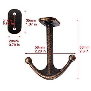 BAMI-LEE House Zinc Alloy Double Prong Ceiling Hooks, 4-Pack Under Shelf Coat Hooks Hanging Towel Robe Clothes Cap Bathroom Kitchen Cabinet Garage Use (Bronze)
