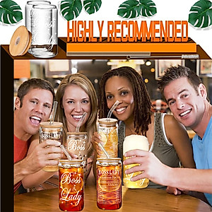 MAFENT Boss Lady Gifts 16 Oz Can Glass Thank You Gifts for Boss Lady Mom Manager Coworker Employer Colleagues Teacher Administrative Professional Day Gifts Birthday Christmas Gifts for Boss Lady