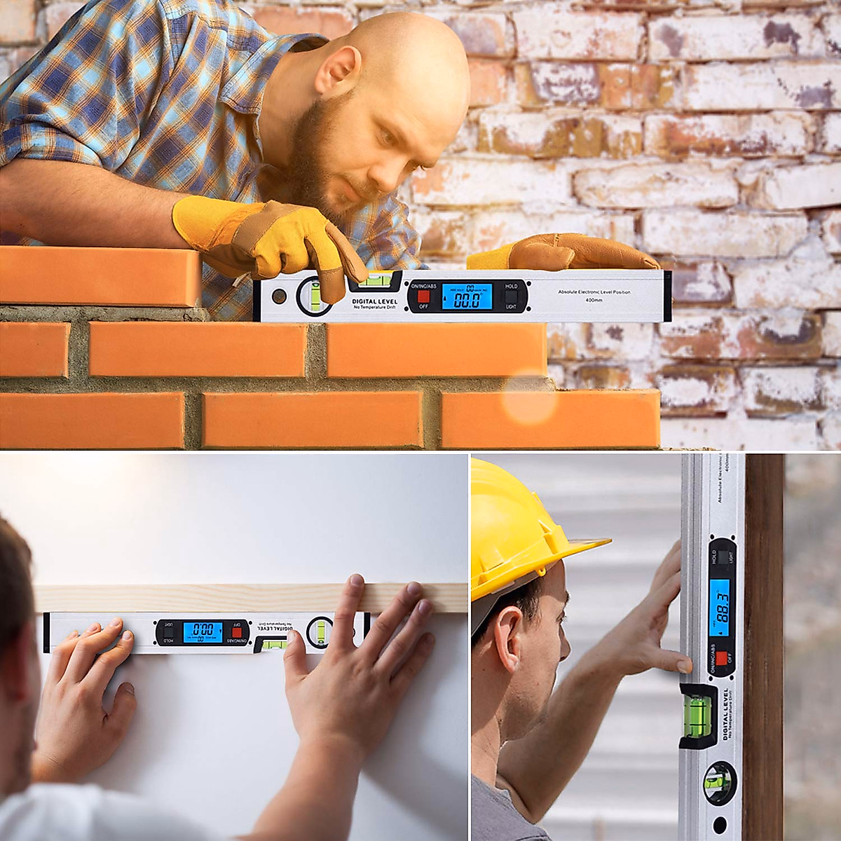 RISEPRO 16-inch Digital Spirit Level and Protractor, Torpedo Level, Inclinometer Angle Gauge Finder Bubbles Magnetic Base with Backlight