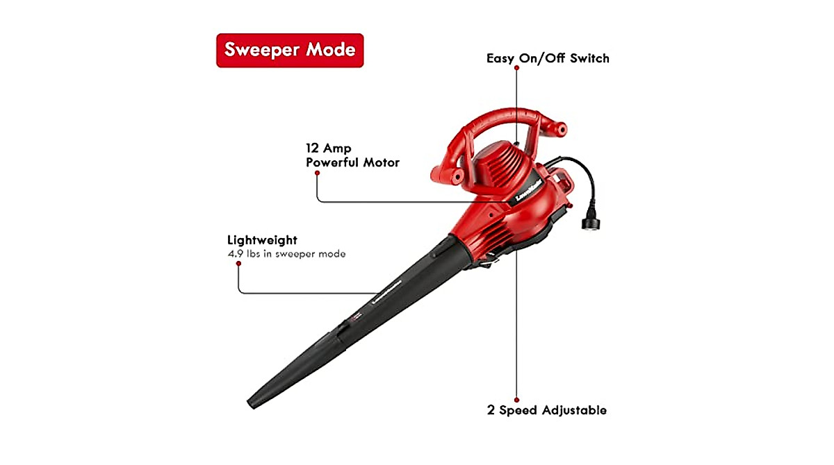 LawnMaster Red Edition BV1210 Electric Blower Vacuum Mulcher | Powerful ...