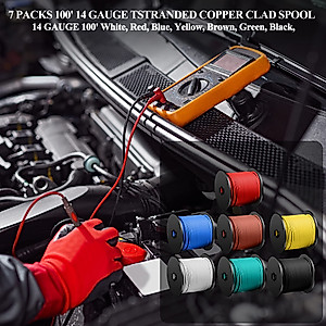 GOGOONE 7X Rolls Trailer Wiring Harness Kit Enough14 Gauge Automotive Primary Wire Spools RV Standard Low Voltage CCA for RV Camper Towing Wiring Car Stereo Audio Hookup Wiring 12V (700FT Total)