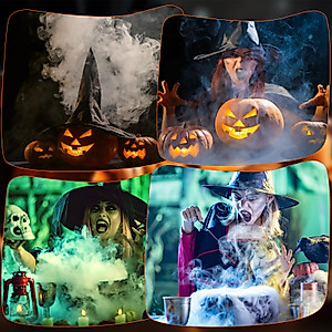 VIHOSE 4 Set Halloween Cauldron Mister with LED Fogger Mist Maker Witches Cauldron Witch Water Fountain Pond Mist Maker for Halloween Home Outdoor Party Decorations
