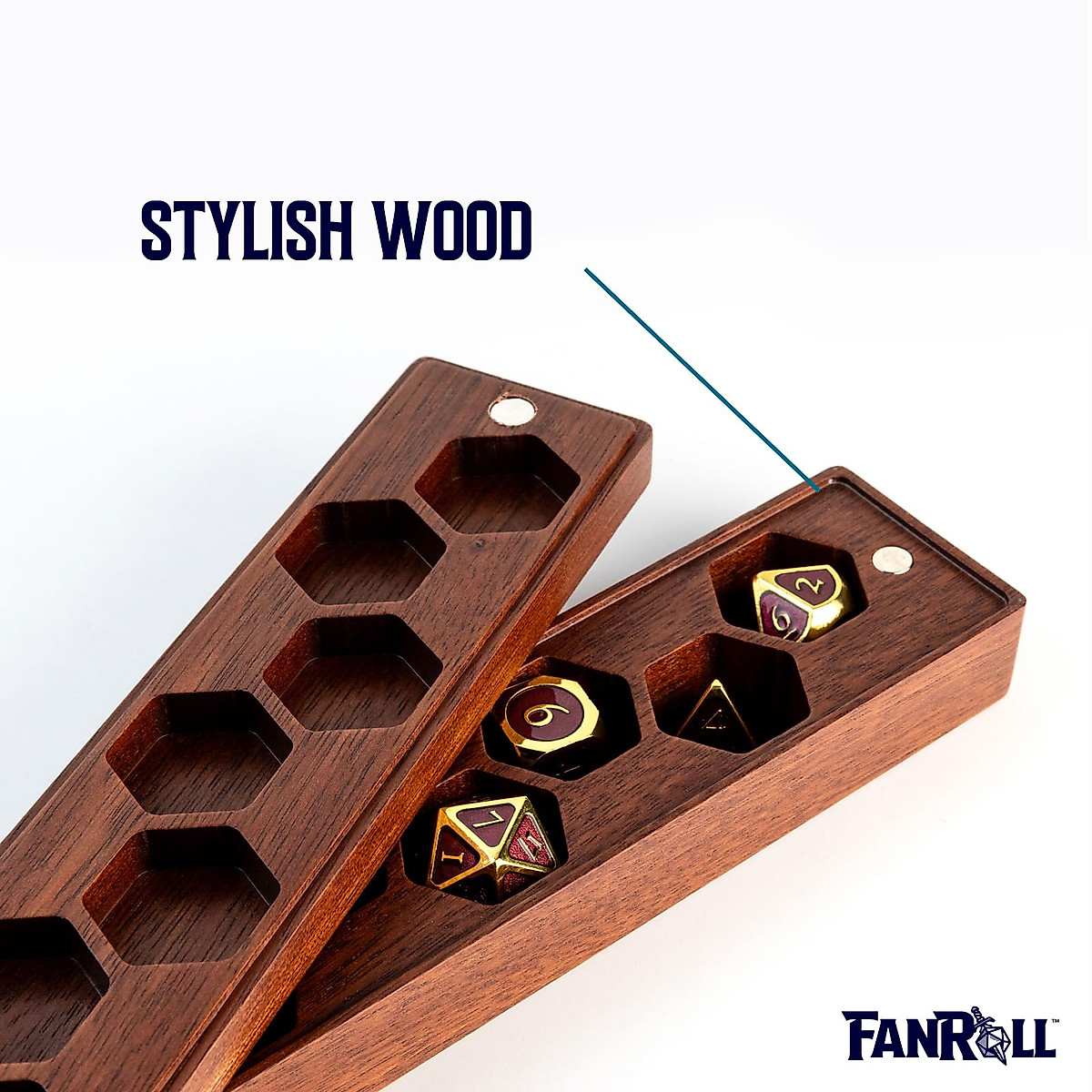 FanRoll by Metallic Dice Games Premium Wood Dice Vault: Purple Heart, Role Playing Game Dice Accessories for Dungeons and Dragons