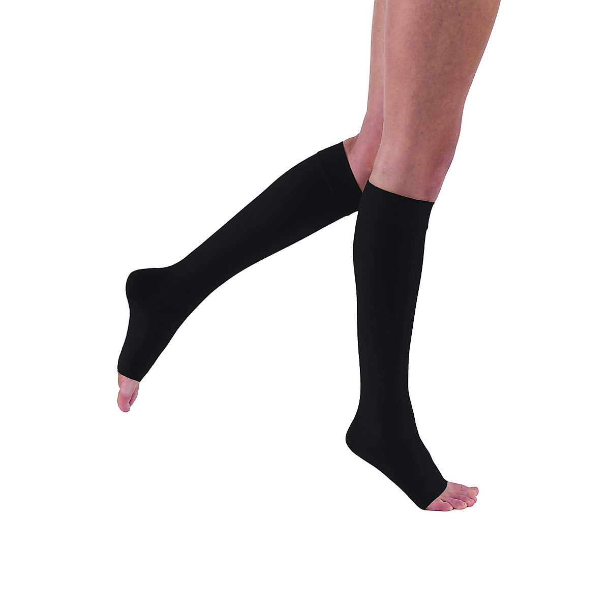JOBST Relief Knee High Graduated Compression Socks, 20-30 mmHg - Comfortable Unisex Design - Open Toe, Black, X-Large