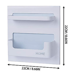 OKOMATCH Bedside Shelf - Stick On Wall Mounted Bed Room,Dorm,Office Adhesive Floating Accessories Caddy Organizer/Holder for Phone,Glasses,Remote Control,Keys,Pens - Plastic Material- White